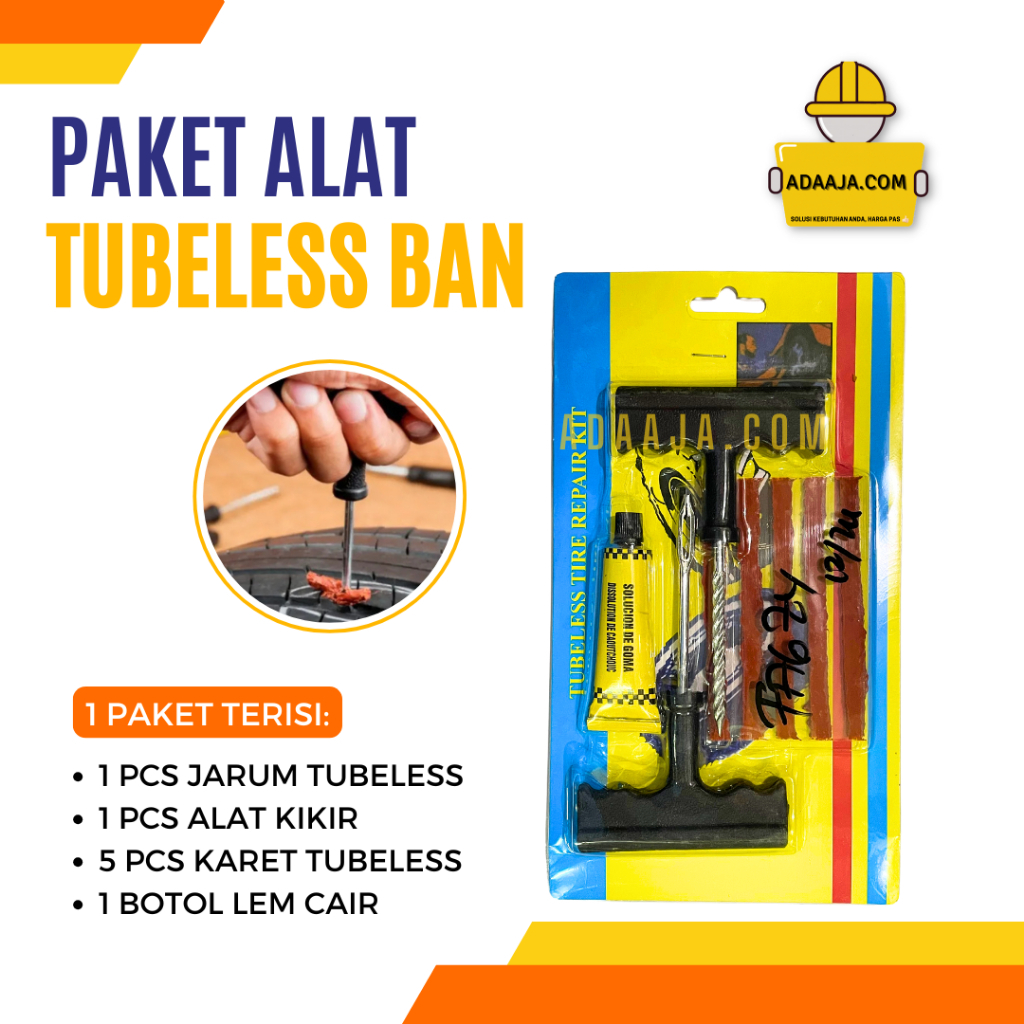 Jual Paket Lengkap Alat Tambal Ban Tubeless Tubless Tire Kit Ban Mobil ...