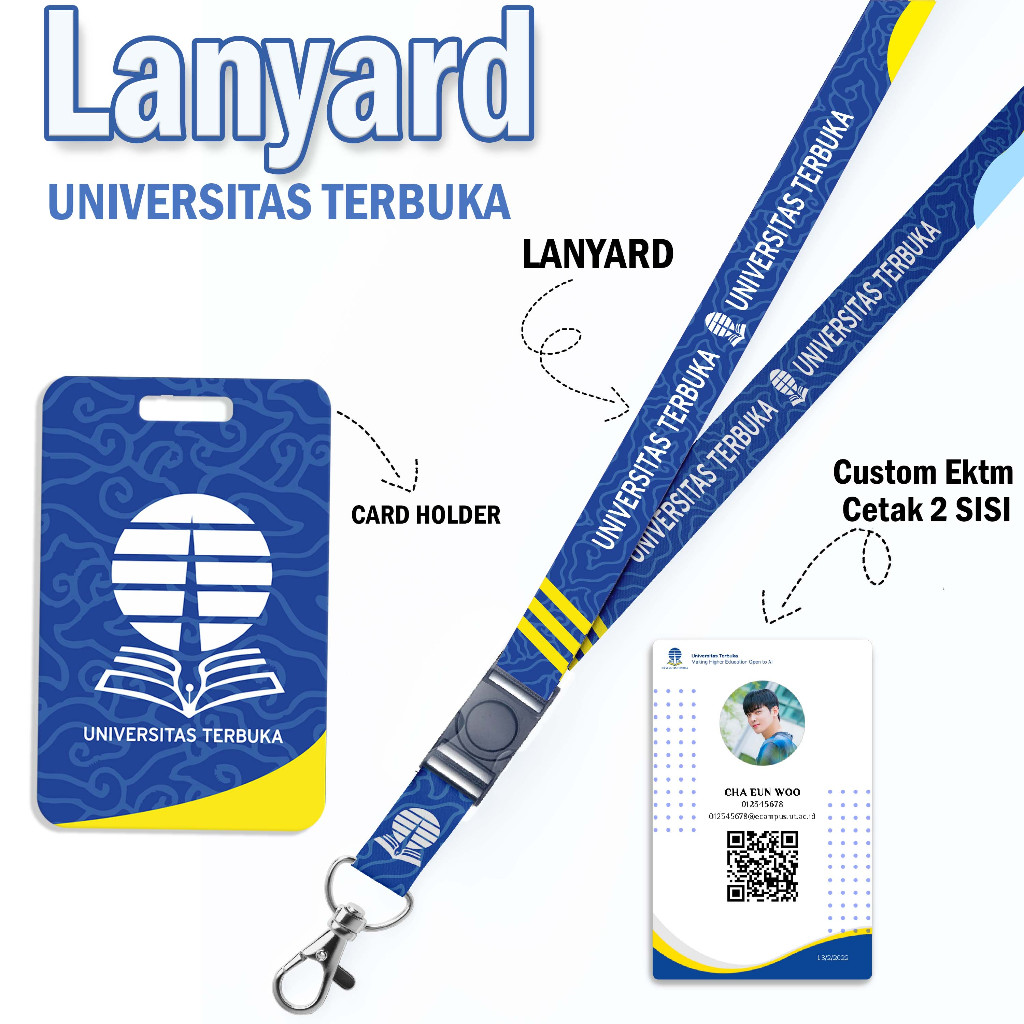 Jual CUSTOM E-KTM LANYARD CARD HOLDER Universitas Terbuka Gantungan ...