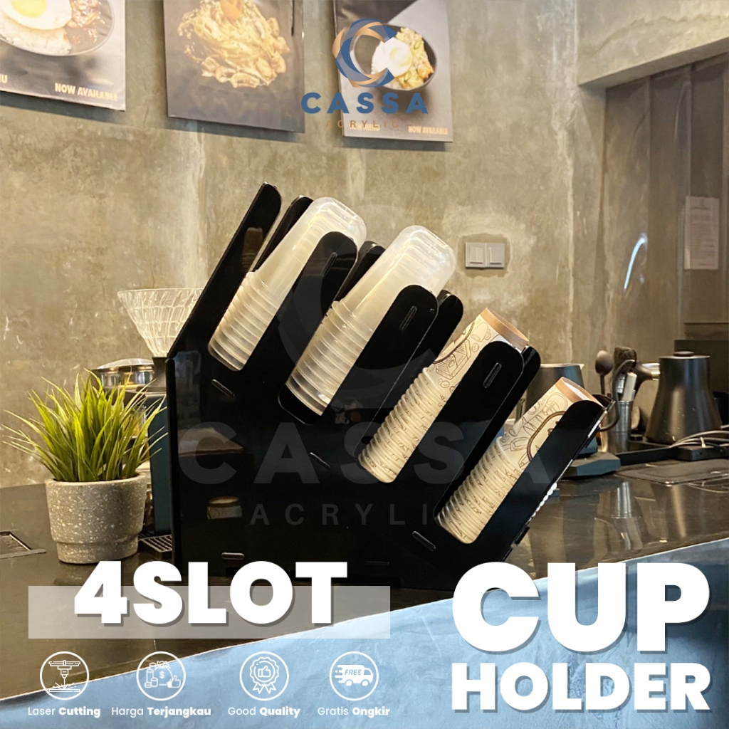 Jual Rak Cup Holder 4 Slot - 9.4cm 2mm 3mm Rak Paper Cup Akrilik Single ...