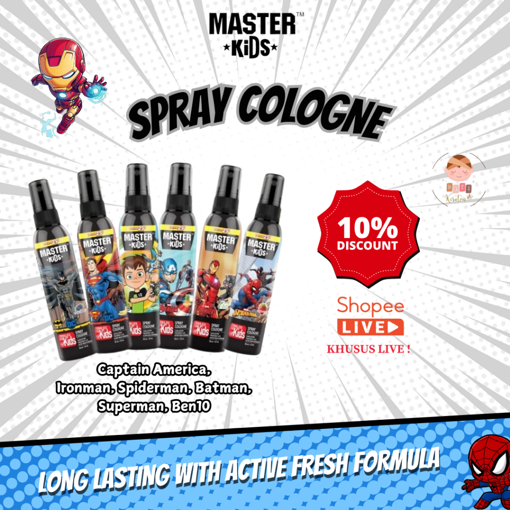 Jual MASTER KIDS Spray Cologne Superhero Marvel - Parfum Anak | Shopee ...