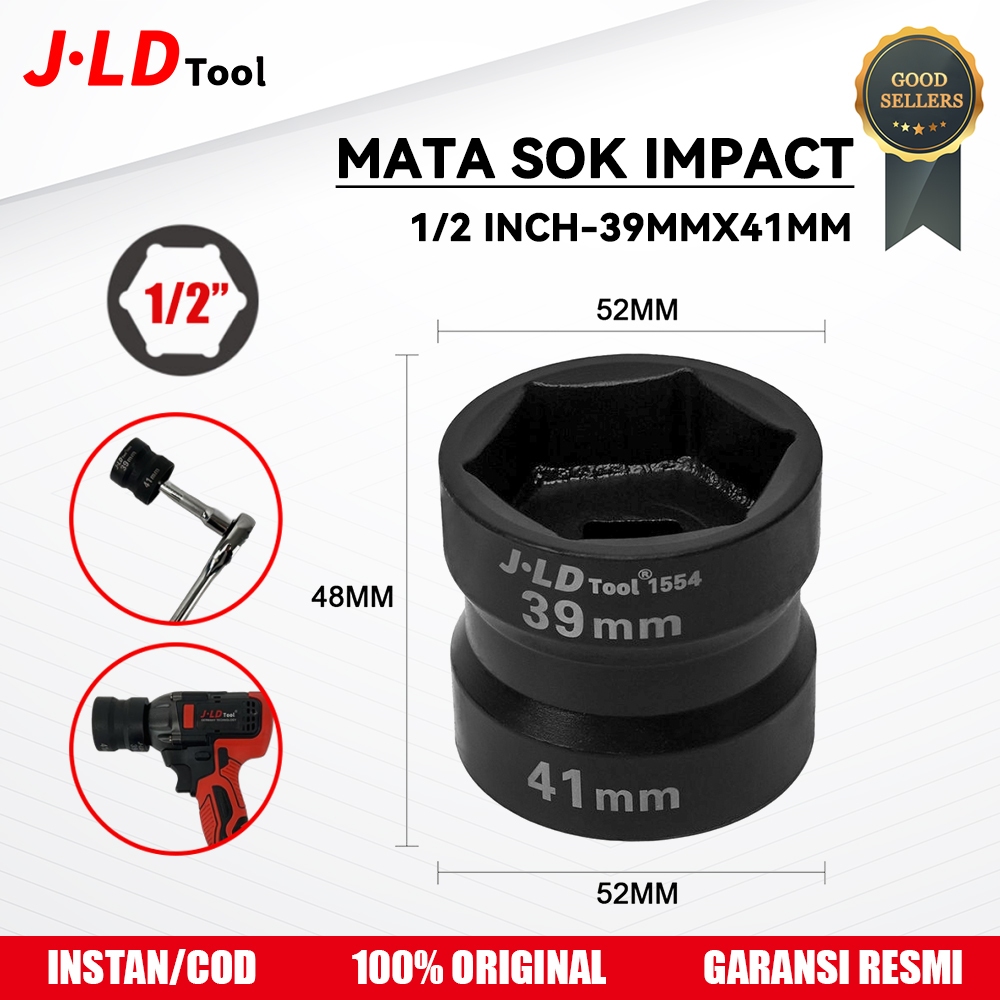 Jual JLD Mata Soket Impact Wrench 1/2 Inch (39MMX41MM) Mata Kunci Shock Cvt Hitam | Shopee Indonesia