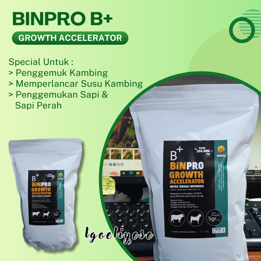 Jual BINPRO B+ Suplemen Vitamin Hewan Ternak 1Kg 100% ORIGINAL ( Sapi ...
