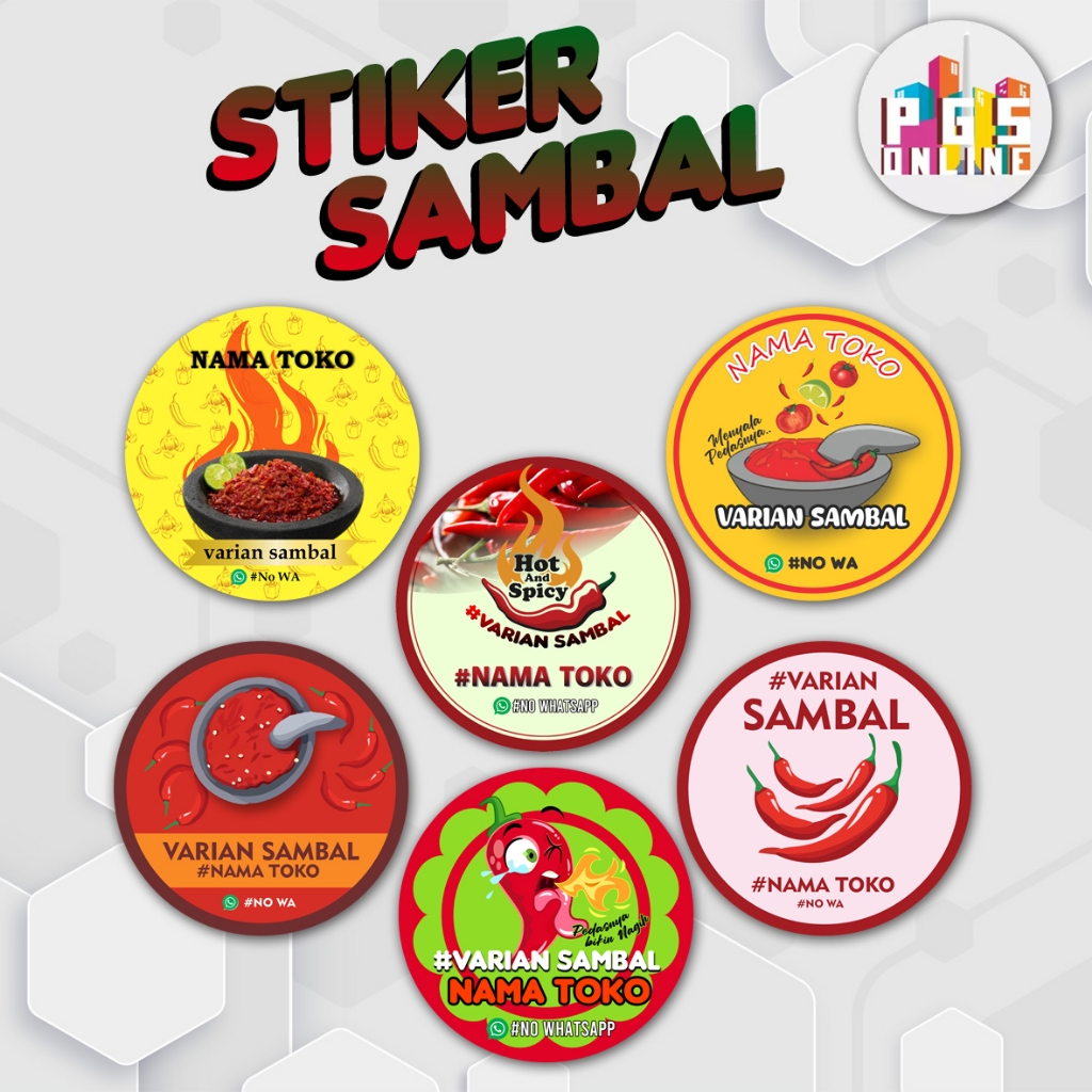 Jual [40 pcs] STIKER SAMBAL BONTAC BULAT DIAMETER 5 CM / Sticker Label ...