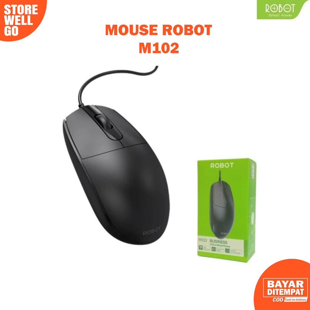 Jual MOUSE KABEL ROBOT Optical Mouse Office Wired M102 Mouse Berkabel ...