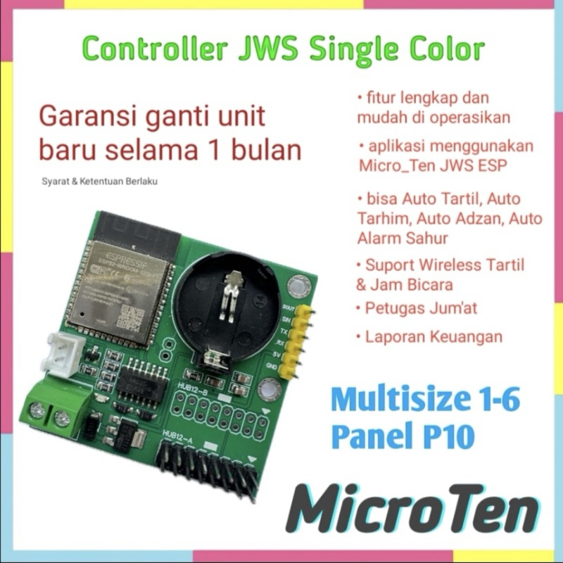 Jual Controller JWS Single Color 1-6 panel P10 - Controler jadwal ...