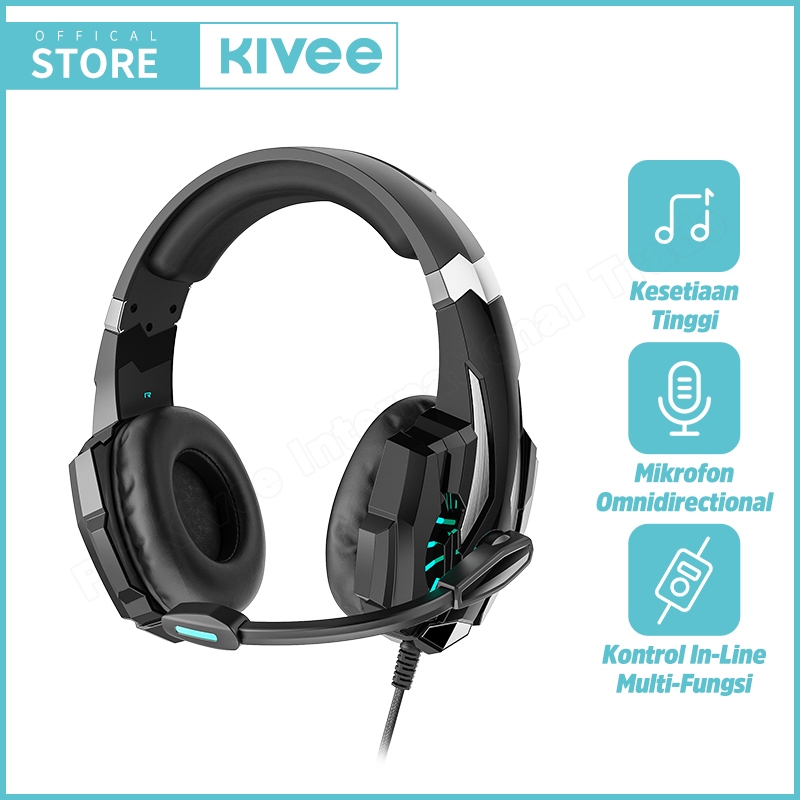 Jual KIVEE 2025 Headphone Gaming profesional LED Driver HIFI 9D with ...