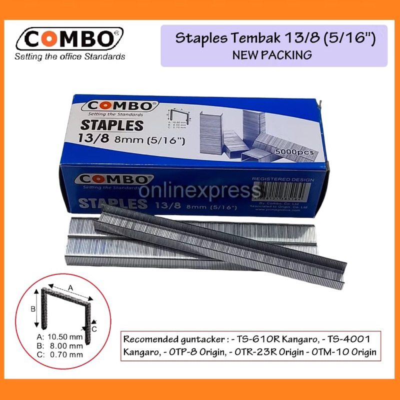 Jual Isi staples Combo 13/8 / isi stapler tembak / isi steples combo ...