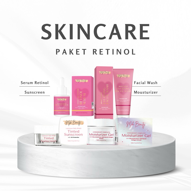 Jual Paket Skincare Retinol MJB (Facial Wash, Moist, Serum Retinol & Sunscreen) | Shopee Indonesia