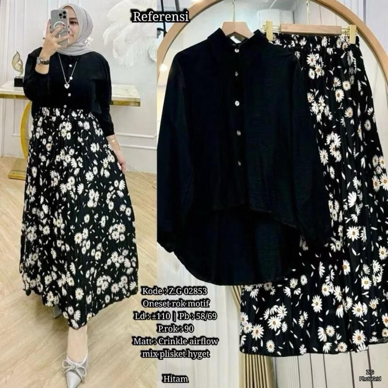 Jual ONE SET ROK SUNNY ONE SET ROK BUNGA MATAHARI LD 110 | Shopee Indonesia