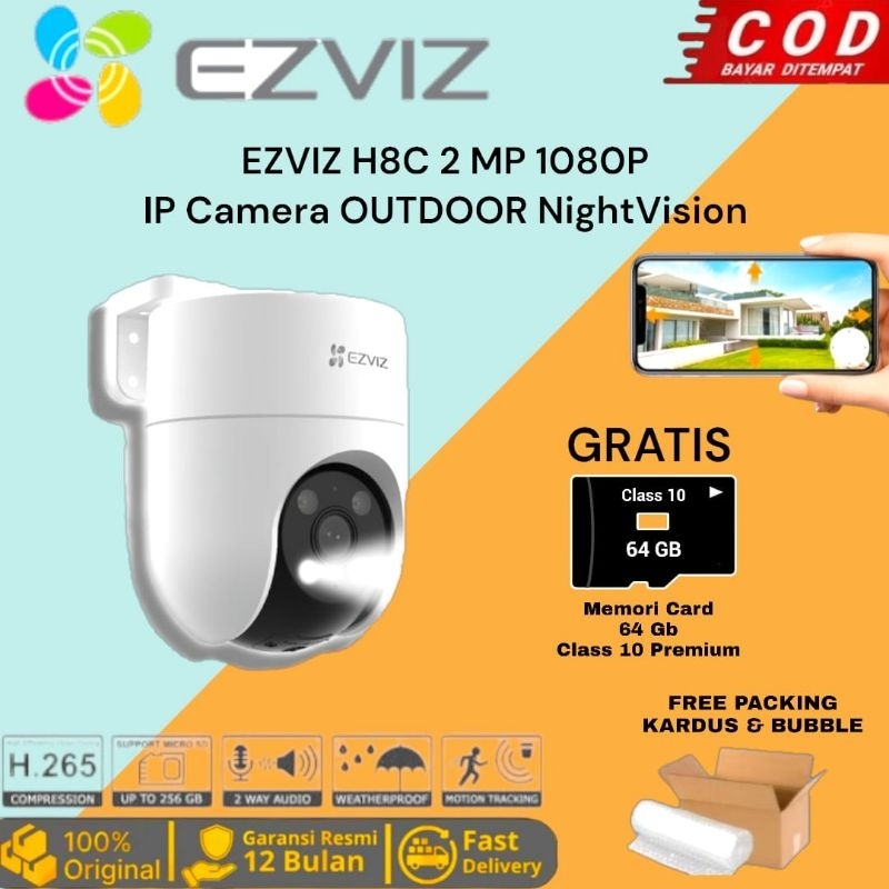 Jual EZVIZ H8C 2MP Pant & Tilt CCTV Outdoor Wifi IP Camera Color ...