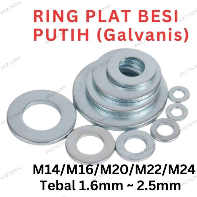 Jual Ring Baut M14 M16 M20 M22 M24 Washer Plat pasangan baut Besi Putih galvanis | Shopee Indonesia