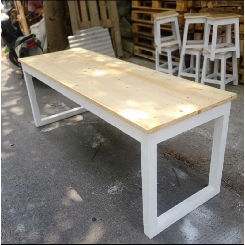 Jual MEJA PANJANG 2 meter kayu solid jati Belanda | Shopee Indonesia