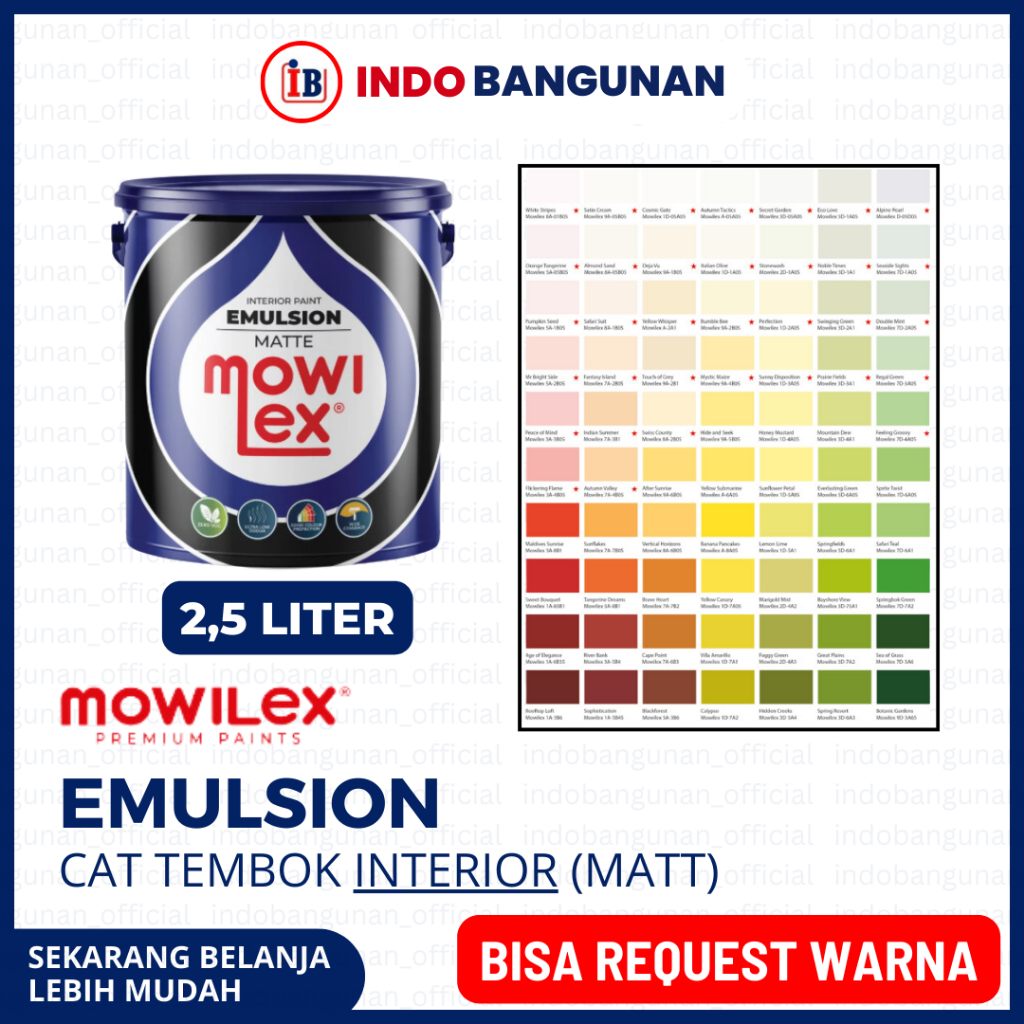 Jual CAT TEMBOK INTERIOR MOWILEX EMULSION 2,5LT / BISA REQUEST CUSTOM ...