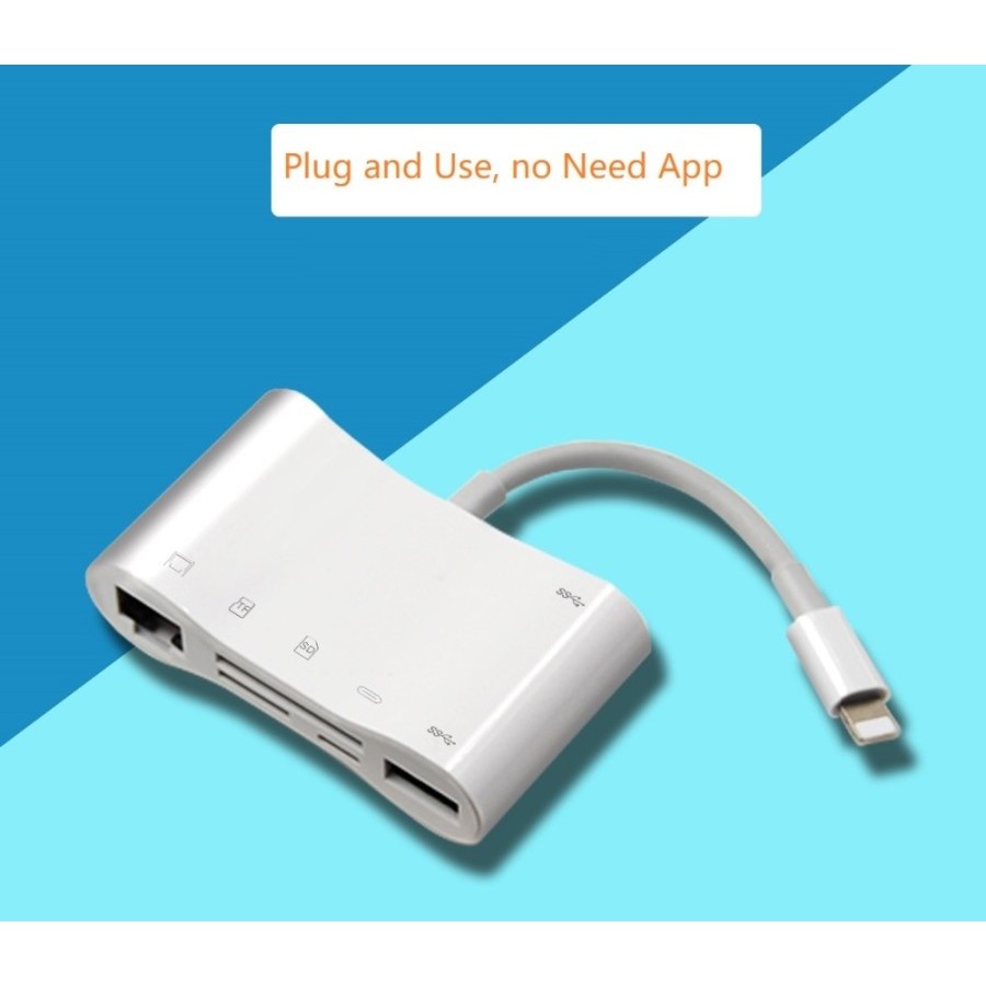 Jual Lightning to Ethernet RJ45 LAN USB HUB Card Reader 6in1 Adapter ...
