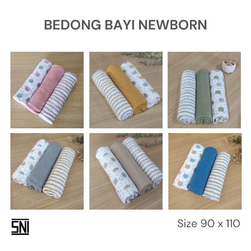 Jual Bedong Bayi Kain Selimut Multifungsi isi 3 pcs Bahan Kaos 110 X 90 ...