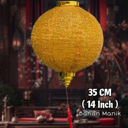 Jual SEPASANG LAMPION diamond Bulat motif bunga bahan satin premium ...