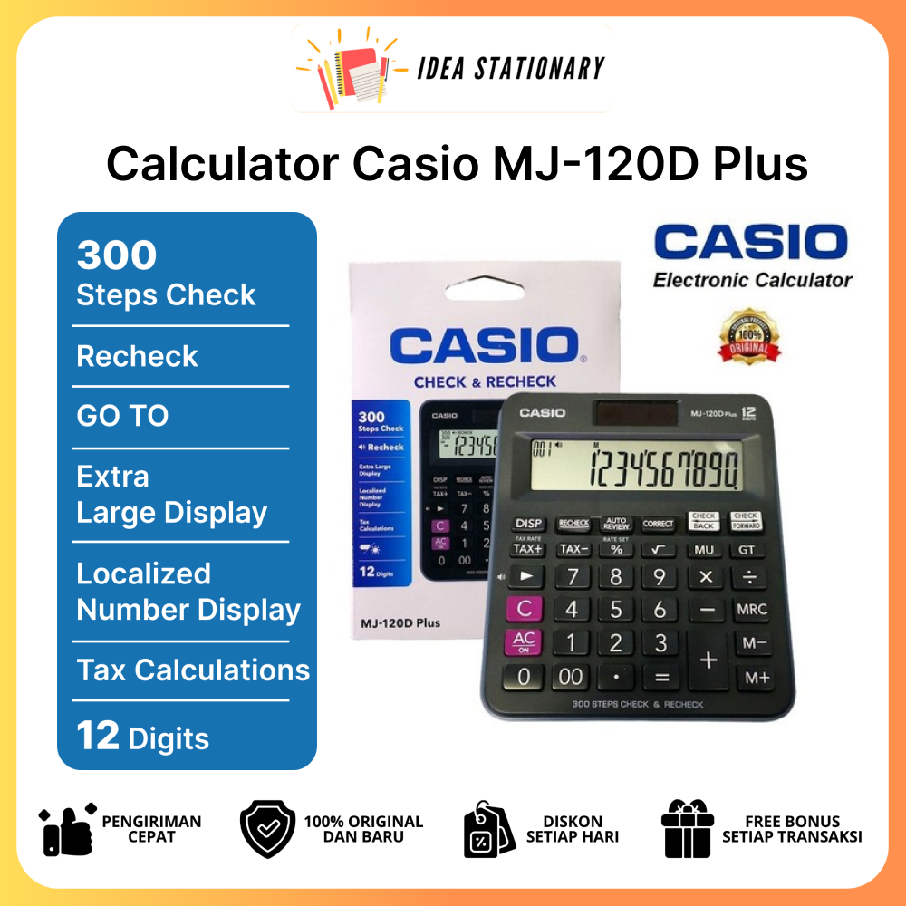 Jual Kalkulator Calculator Casio MJ-120D Plus 300 Check n Recheck 12 Digit Tax Calculation ...