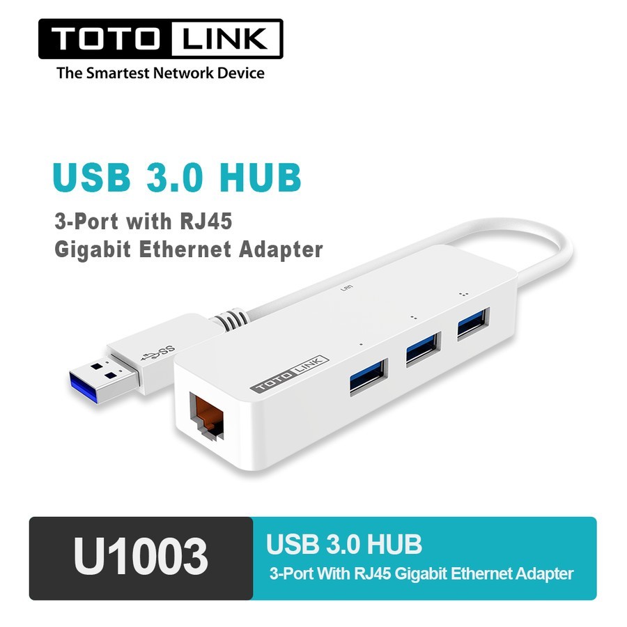Jual TOTOLINK U1003 USB 3.0 WITH 3-PORT HUB AND LAN ETHERNET ADAPTER ...