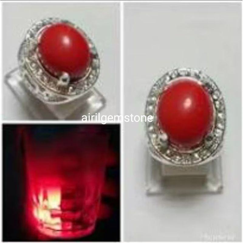 Jual cincin batu sentetik atau merah delima nyala dalam air | Shopee ...