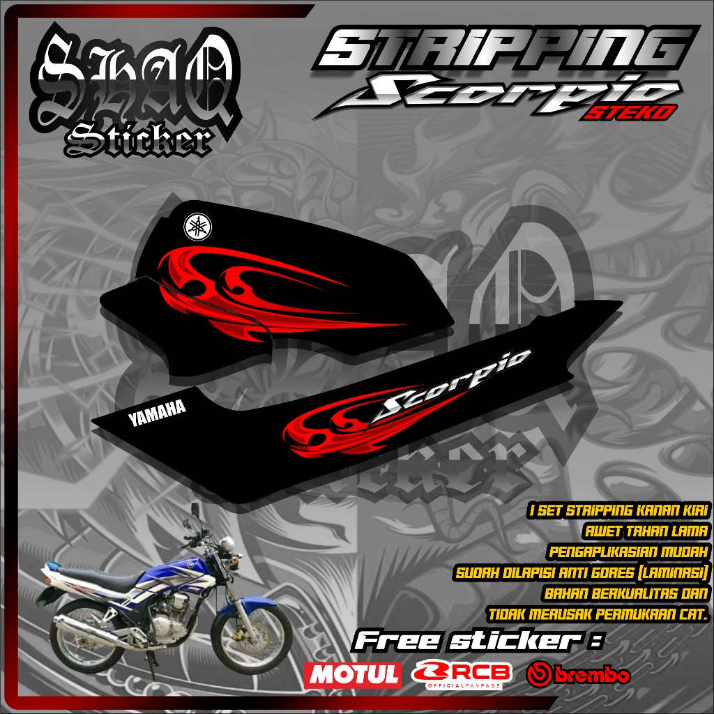 Jual Yamaha Stripping Scorpio Steko Full Body Sticker Variasi Simple ...
