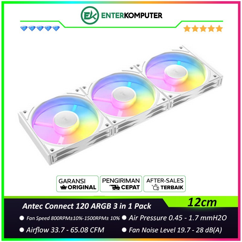 Jual Antec Connect 120 ARGB WHITE 3 in 1 Pack - 12CM ARGB PWM FAN with Daisy Chain Features ...