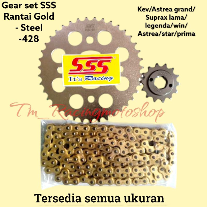 Jual gear gir set sss 428 rantai gold kev/astrea grand/suprax lama/legenda/win/Astrea/star/prima ...