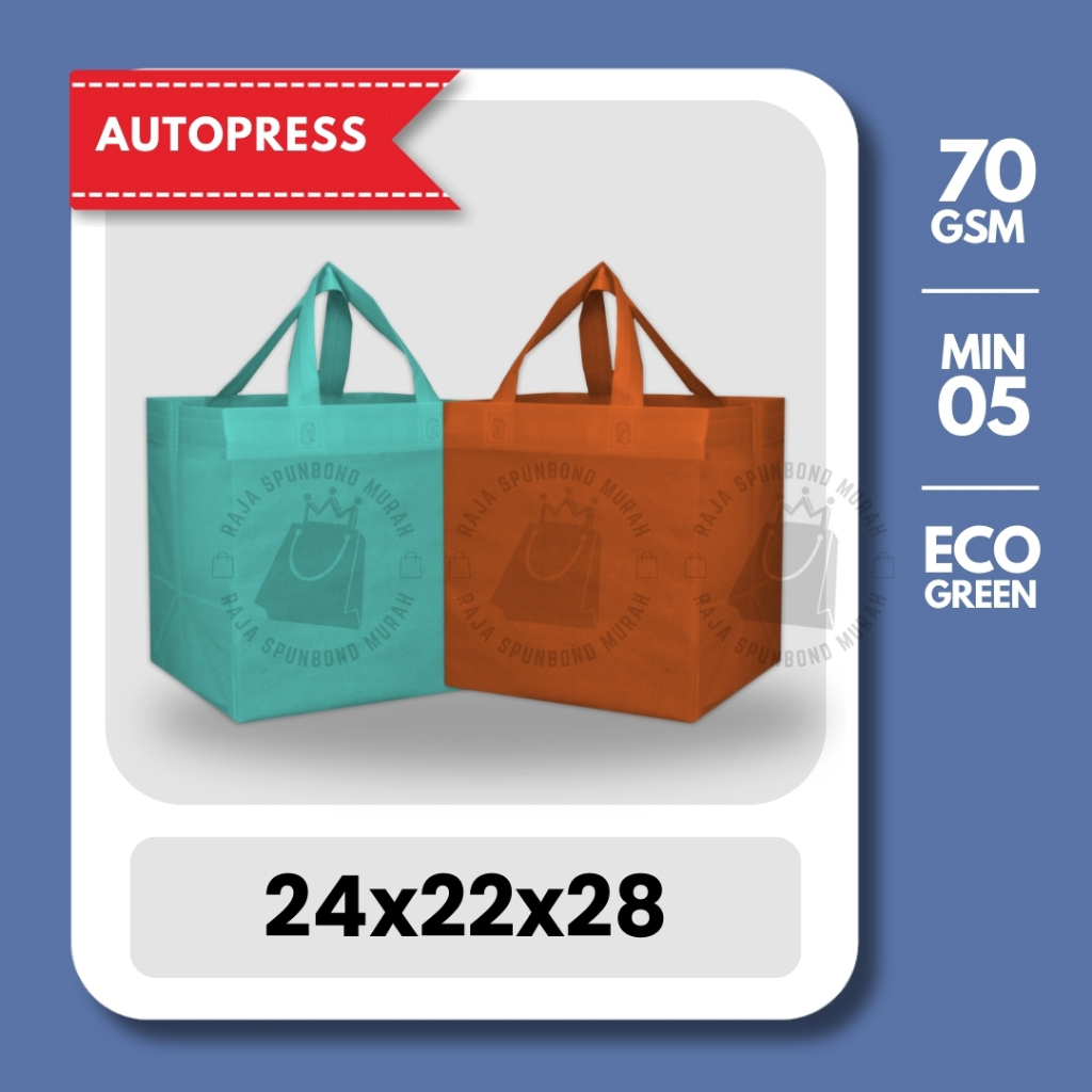 Jual AUTOPRESS 70GSM Tas Box Spunbond Goodie Bag 24x22x28 Souvenir ...