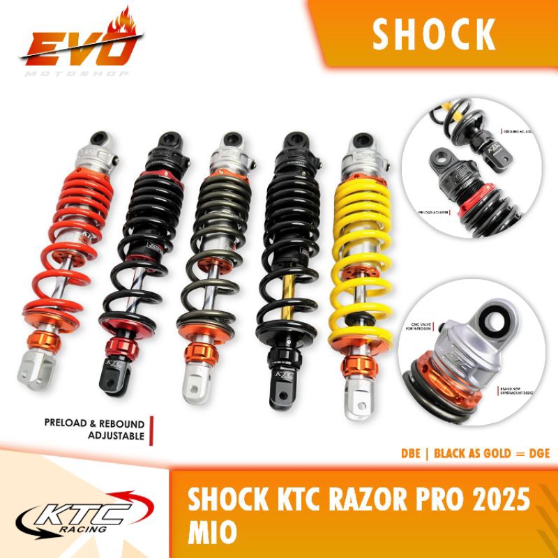 Jual Shock Ktc Razor Pro Model 2025 Mio Beat Mio Sporty Mio soul 300mm ...