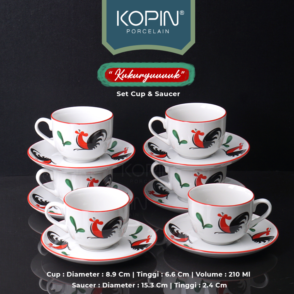 Jual Kopin Cangkir Kopi Set Keramik Porcelain Model Kukuruyuk Isi 6 ...