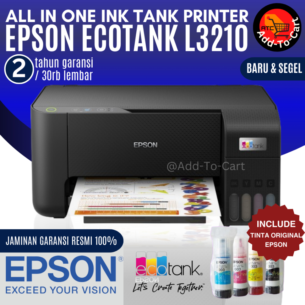Jual Epson L3210 A4 ECOTANK Printer All-in-One Ink Tank - Tinta Original Epson - Garansi Resmi ...