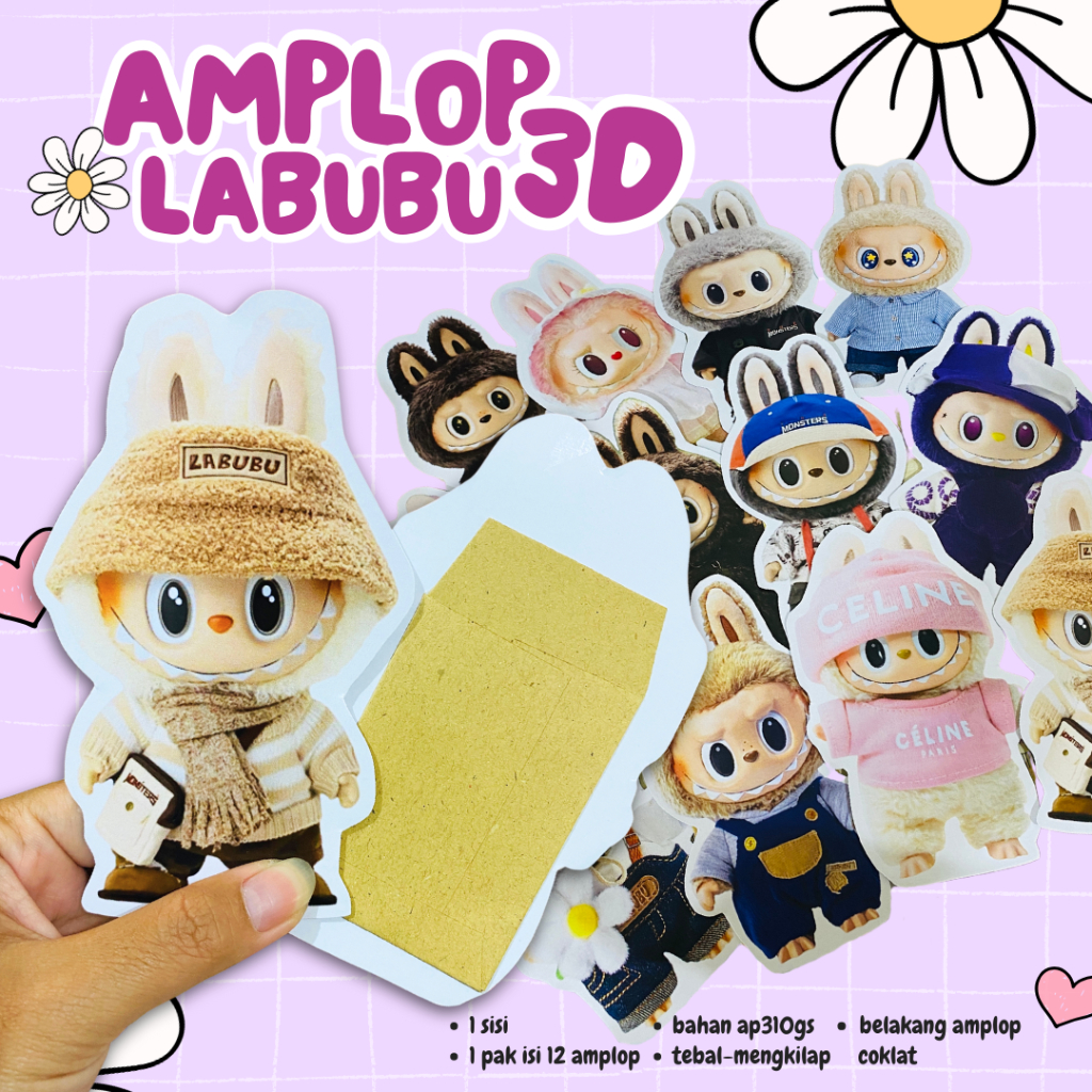 Jual Amplop Labubu 3D | isi 12 biji | Shopee Indonesia