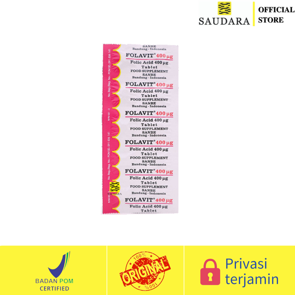 Jual Folavit 400mg (Isi 10 Tablet) - Vitamin Kehamilan, Asam folat ...