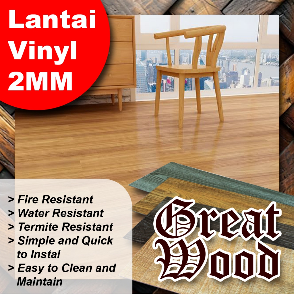 Jual Lantai Vinyl 2mm Great Wood Vinil Lantai Motif Kayu | Shopee Indonesia