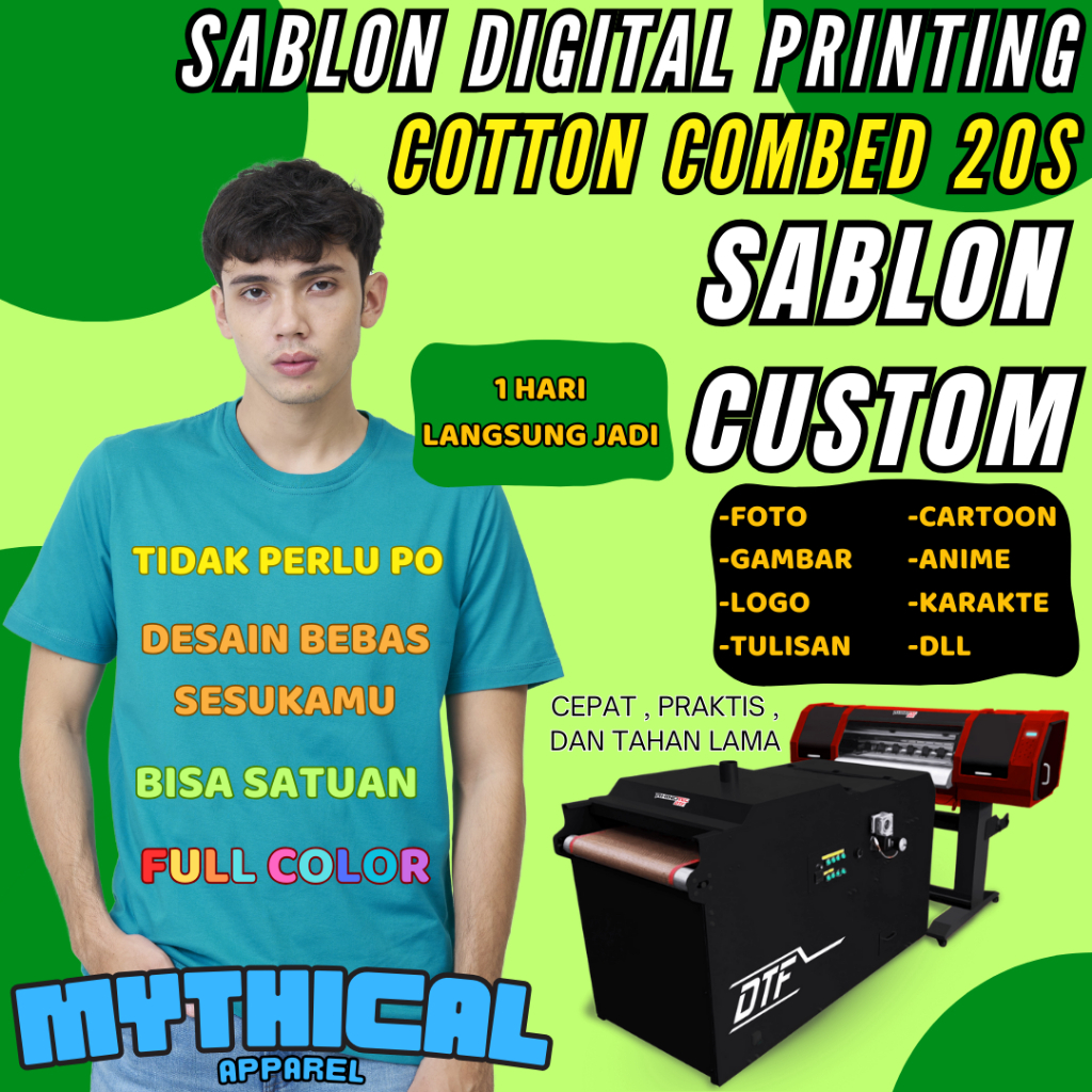 Jual [KAOS CUSTOM Cotton Combed 20s] KAOS SABLON BEBAS CUSTOM FOTO/GAMBAR ATAU TULISAN KATA KATA ...