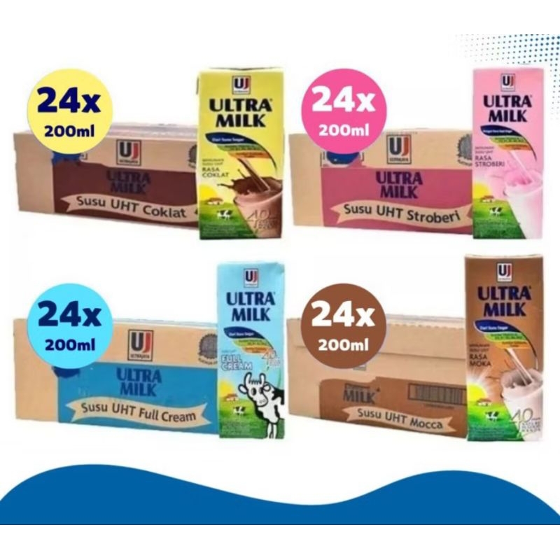 Jual Ultra Milk UHT 200ml 1 karton 1 dus isi 24pcs | Shopee Indonesia