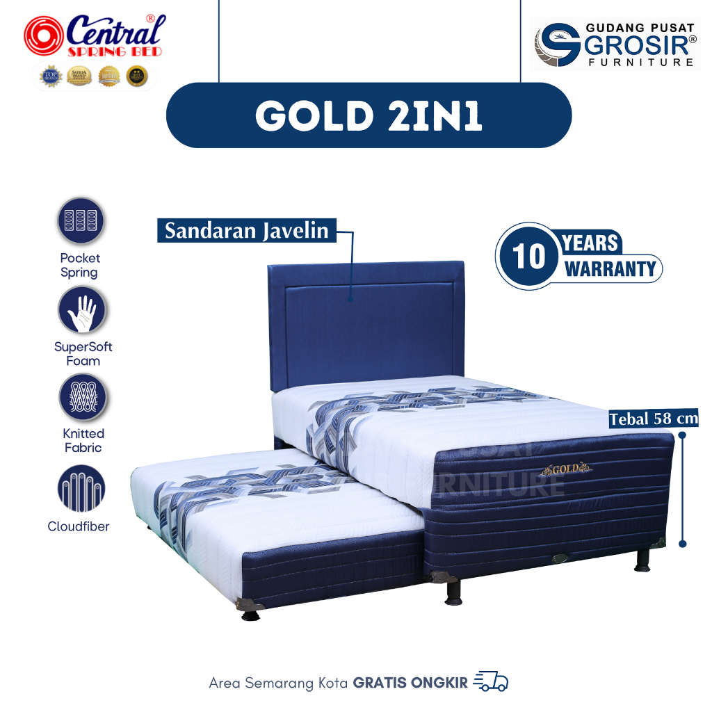 Jual CENTRAL Spring Bed - Gold 2in1 - Kasur Sorong | Shopee Indonesia