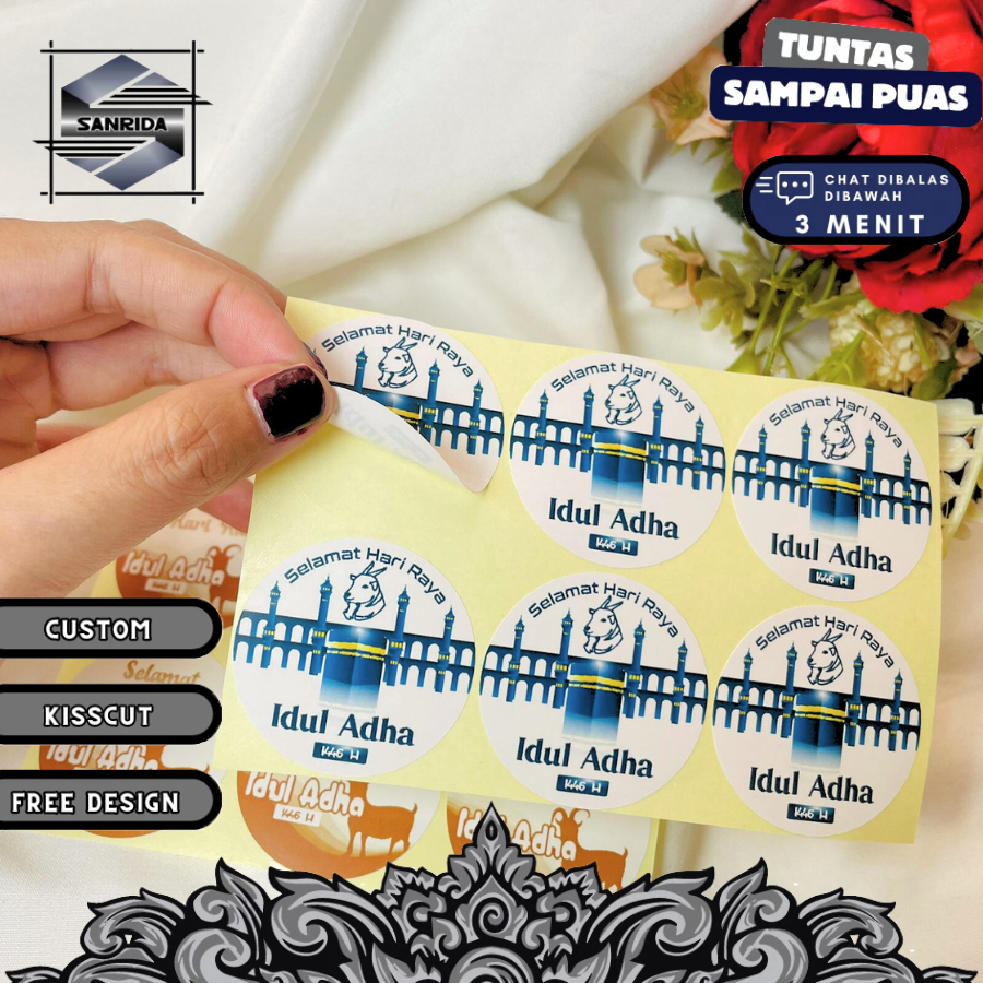 Jual 2-4 Sanrida Sticker Gift Haji Umroh Stiker Eid Adha Sticker Hari ...