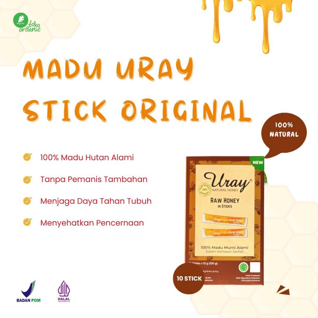 Jual Madu Uray Sticks Original Isi 10 Sachet | Raw Honey, Madu Hutan Alami, Uray Sachet, Uray ...