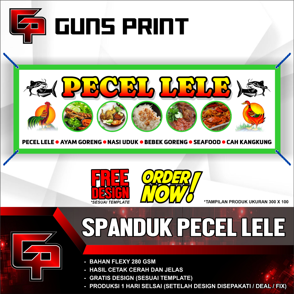 Jual SPANDUK BANNER "PECEL LELE" UK. 100 X 50 / 150 X 75 / 200 X 100 / ...