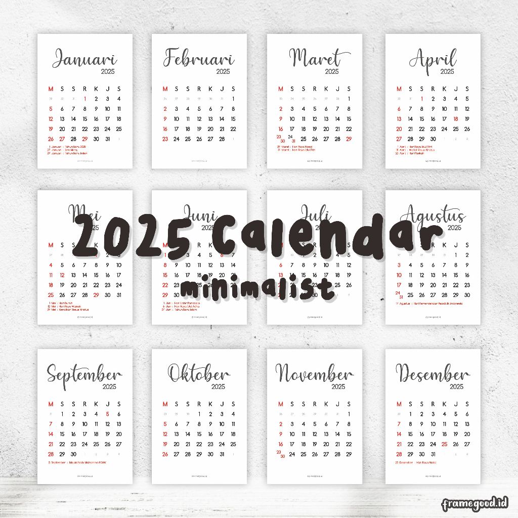 Jual 2025 MONTHLY CALENDAR minimalist / kalender poster bulanan ...