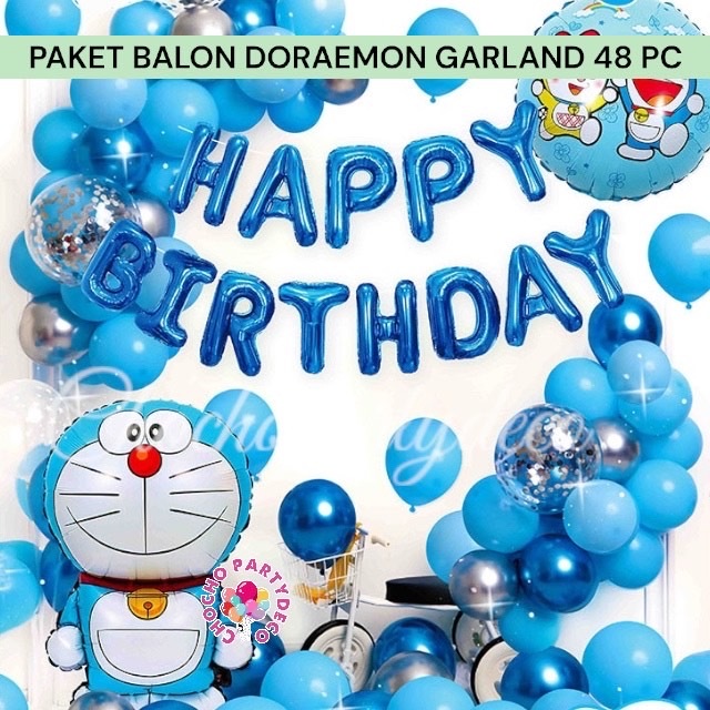 Jual Paket Balon DORAEMON GARLAND 48 PC / Dekorasi Ulang Tahun Mobil ...