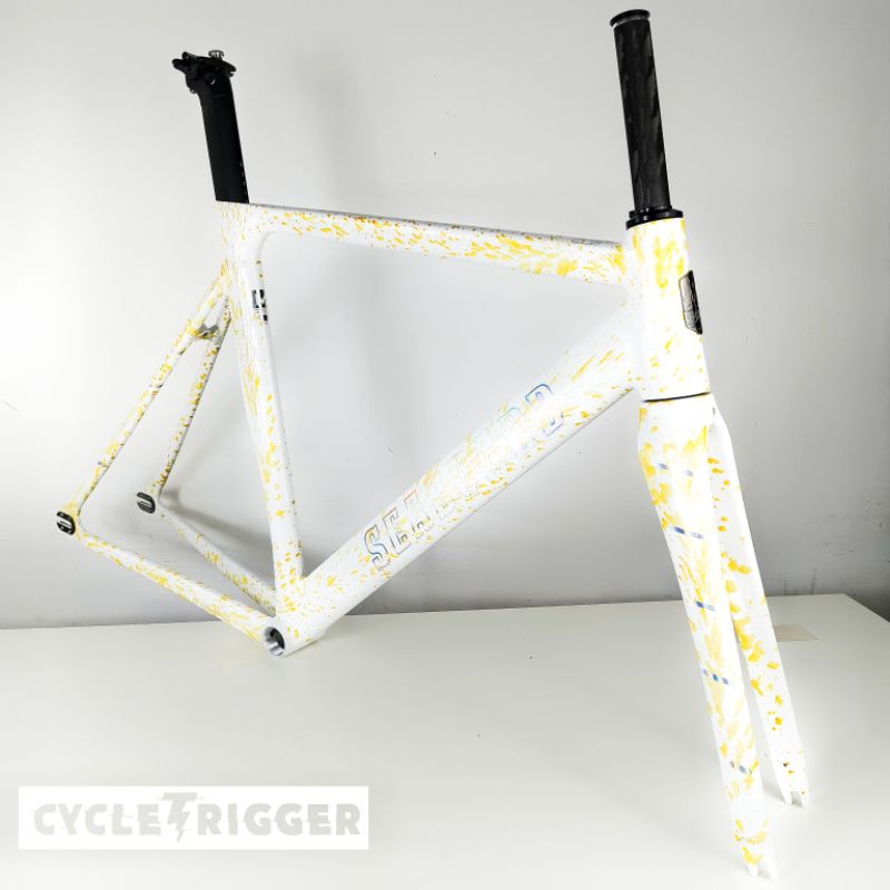 Jual Frameset SEABOARD FA03 White Gold Full Carbon Fork | Shopee Indonesia