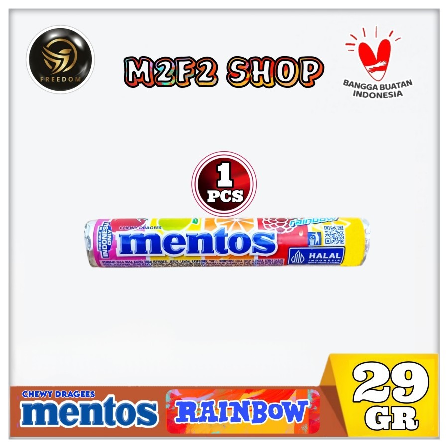 Jual Mentos RAINBOW Chewy Dragees Candy Roll | Permen Kembang Gula Rasa Aneka Buah - 29 gr ...