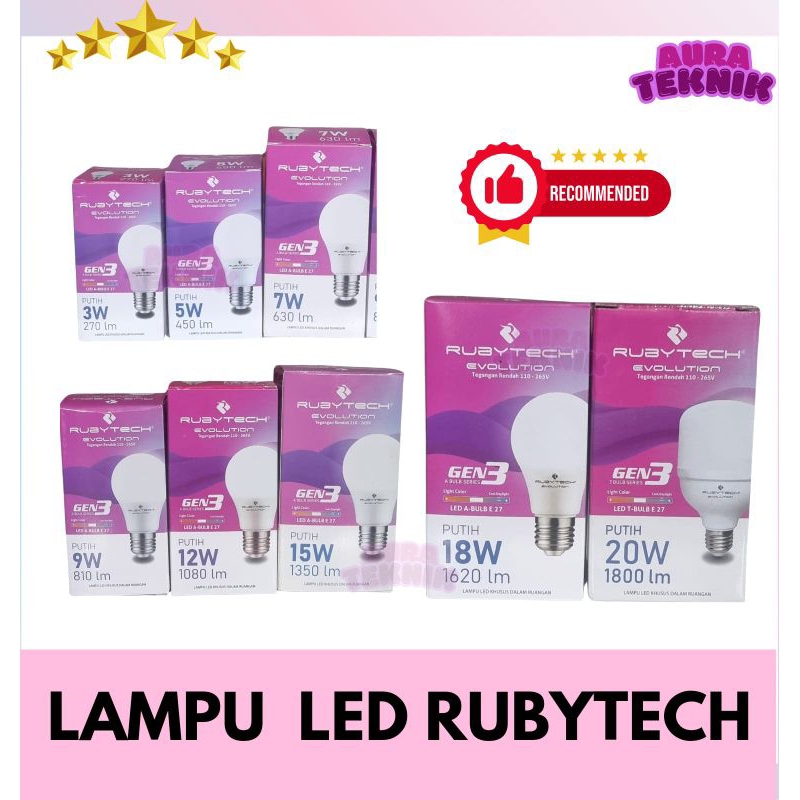 Jual LAMPU LED A-BULB RUBYTECH EVOLUTION GEN3 3W 5W 7W 9W 12W 15W 18W 20W | Shopee Indonesia