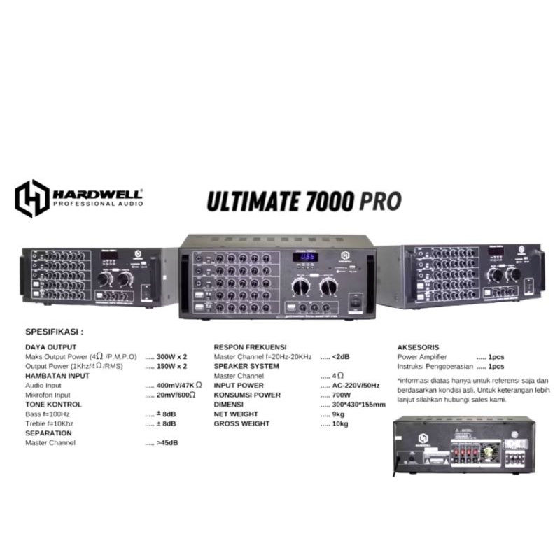 Jual Power Amplifier / Ampli / Amplifier Karaoke HARDWELL Ultimate-7000 ...