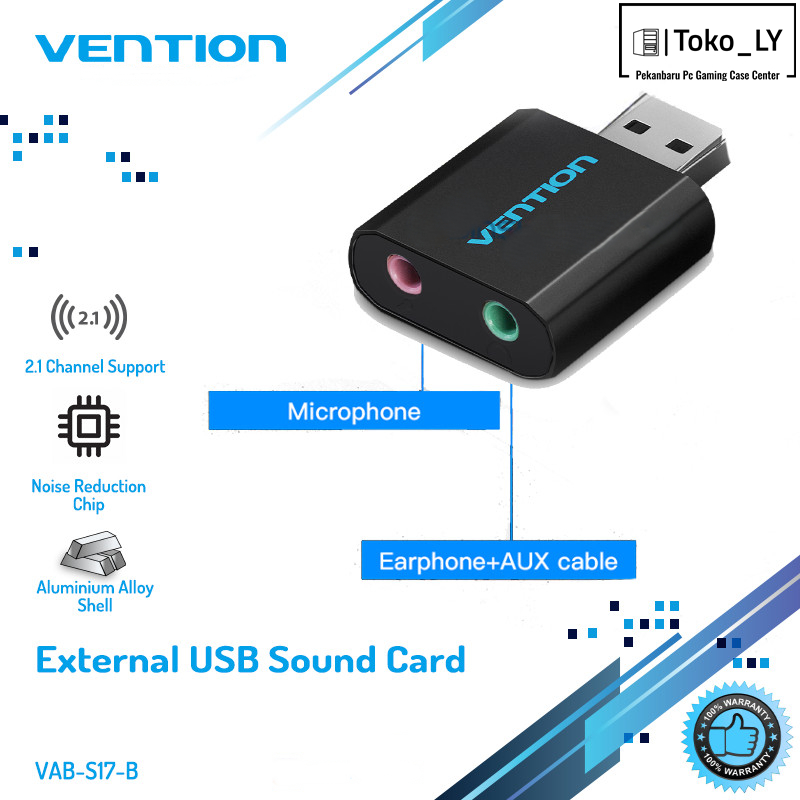 Jual Vention Usb Sound Card 2.1 External - S17 Double Hole | Shopee ...