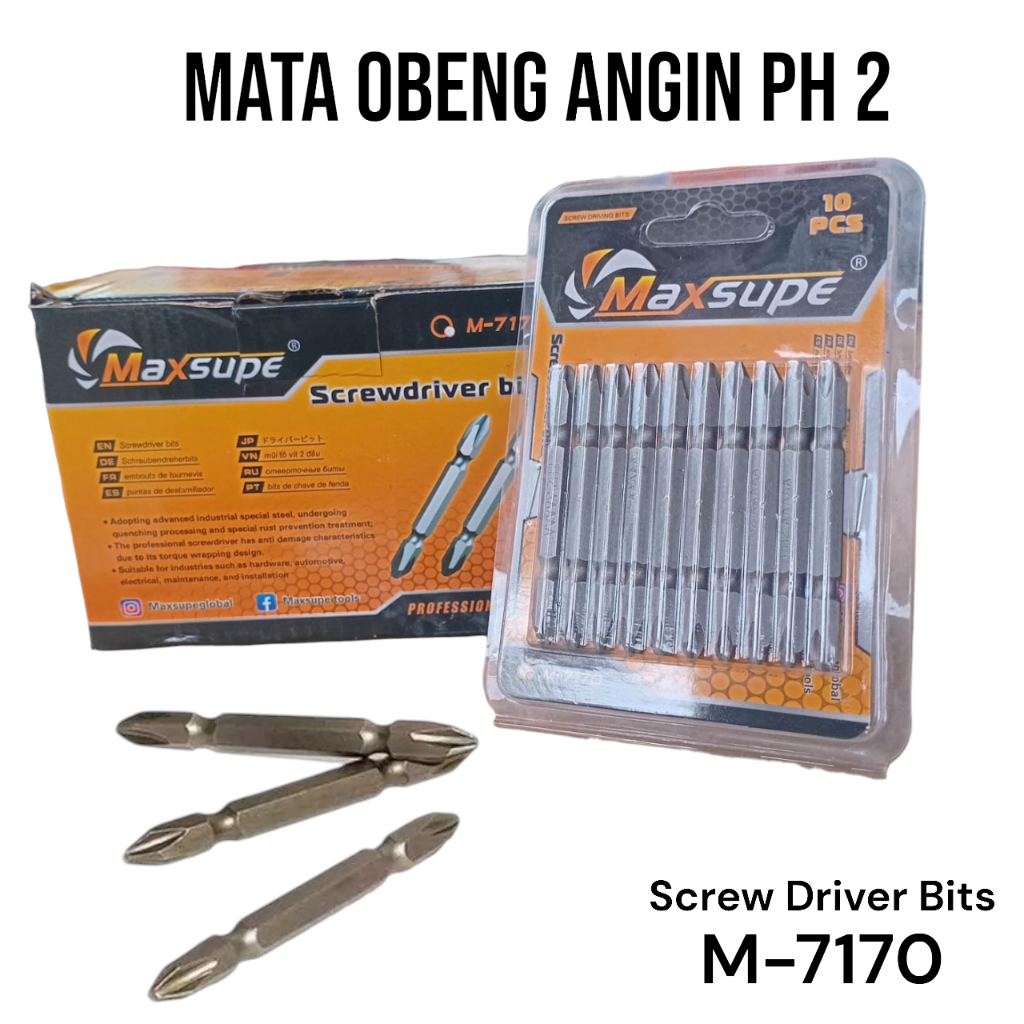 Jual Maxsupe Mata Obeng Angin PH2 Gipsum Screw Driver Bits Gypsum M ...