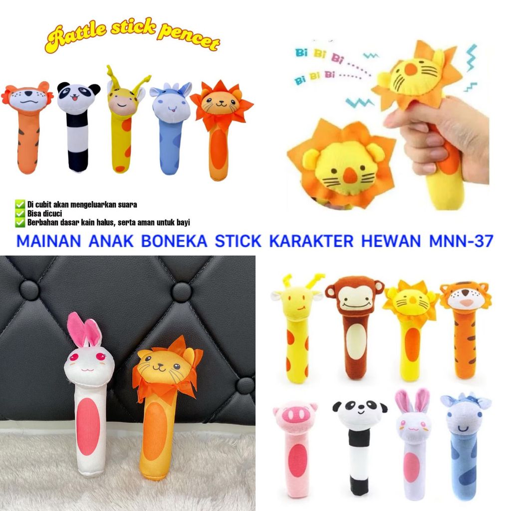 Jual MAINAN ANAK BONEKA STICK KARAKTER HEWAN MNN-37/mainan bayi rattle ...