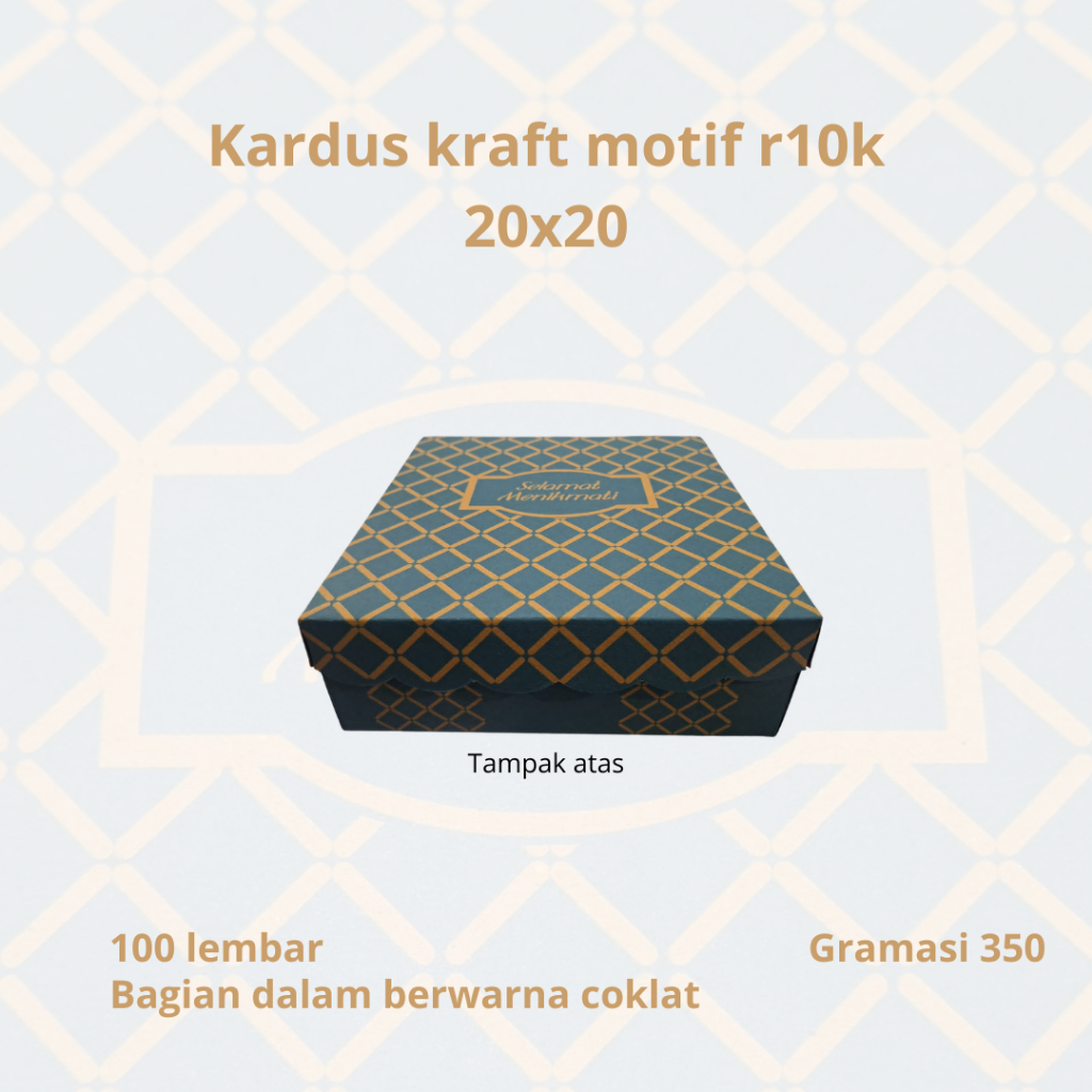 Jual Kardus Kotak Nasi Makanan 20x20 r10k coklat kraft motif SDO ...