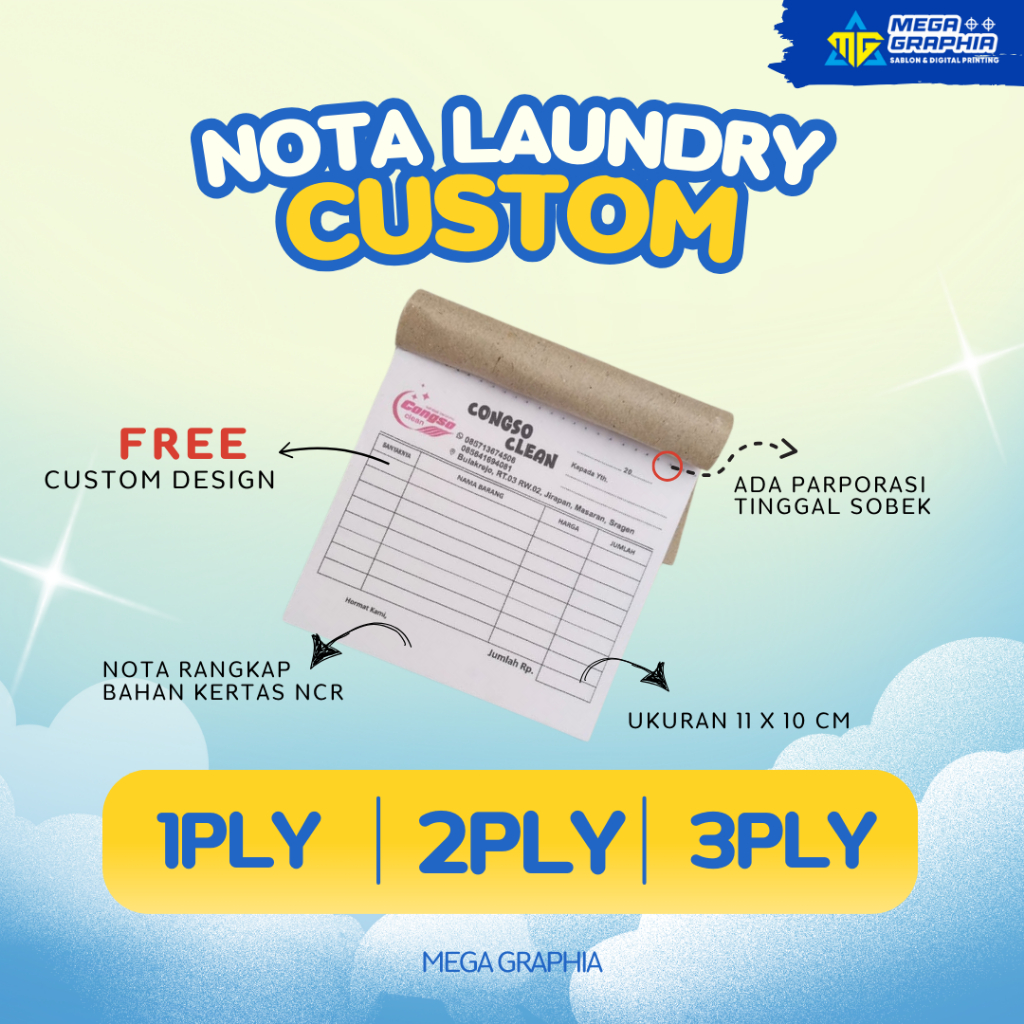 Jual JUAL NOTA LAUNDRY CUSTOM ECER 1PLY, 2PLY DAN 3PLY | Shopee Indonesia